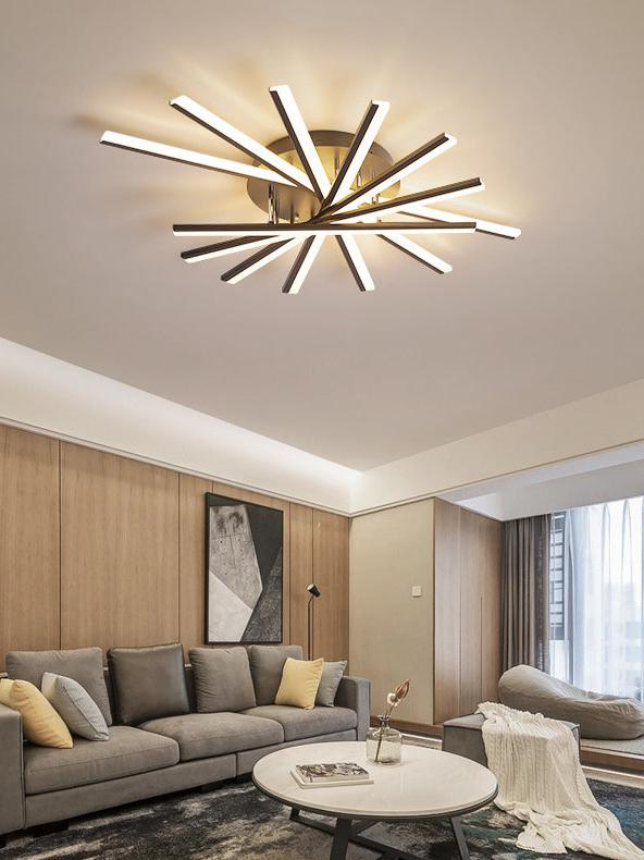 Modern Minimalist Iron Acrylic Rectangular Line LED Semi-Flush Mount ...