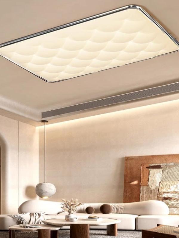 Modern Minimalist Rectangular Lattice Iron PVC LED Flush Mount Ceiling ...