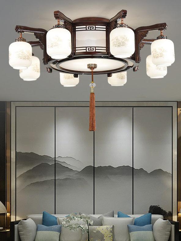 Traditional Chinese Wood Acrylic Glass Round Rectangular Lantern 6/8/10 ...