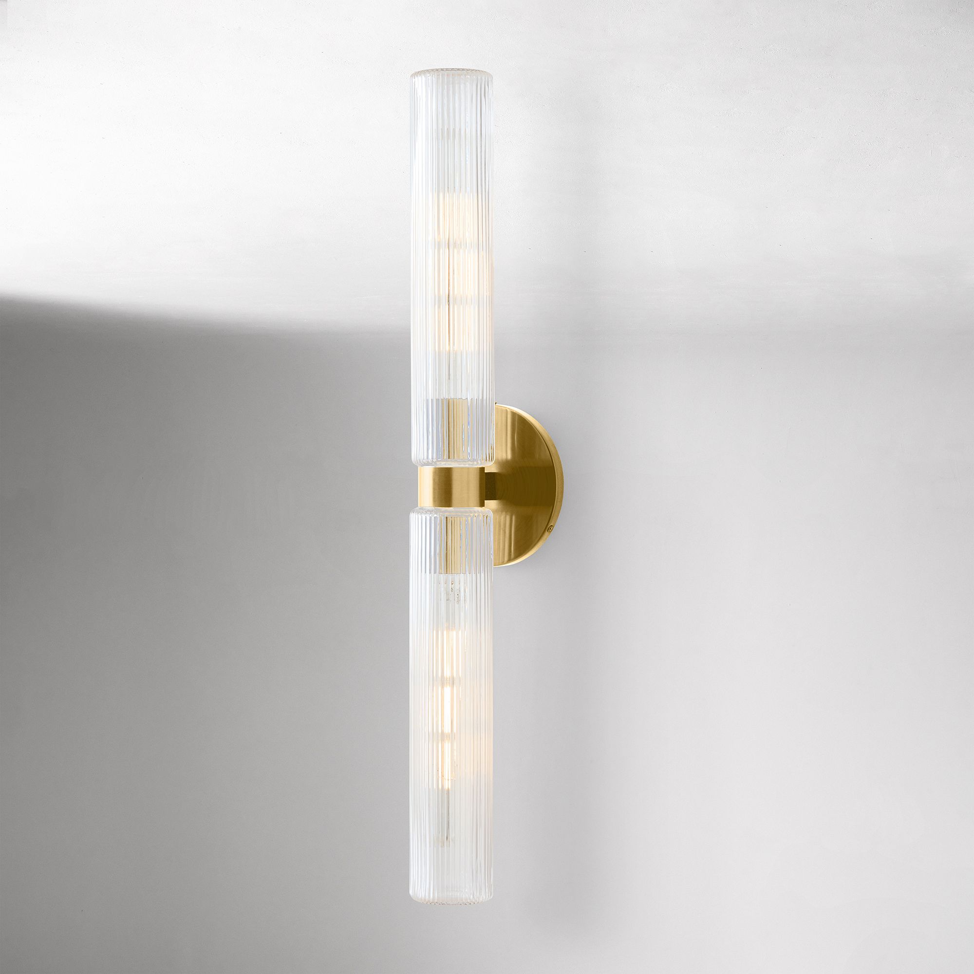 Rivora Lumaryn Fluted Glass Wall Sconce – Modern Double Short Indoor ...